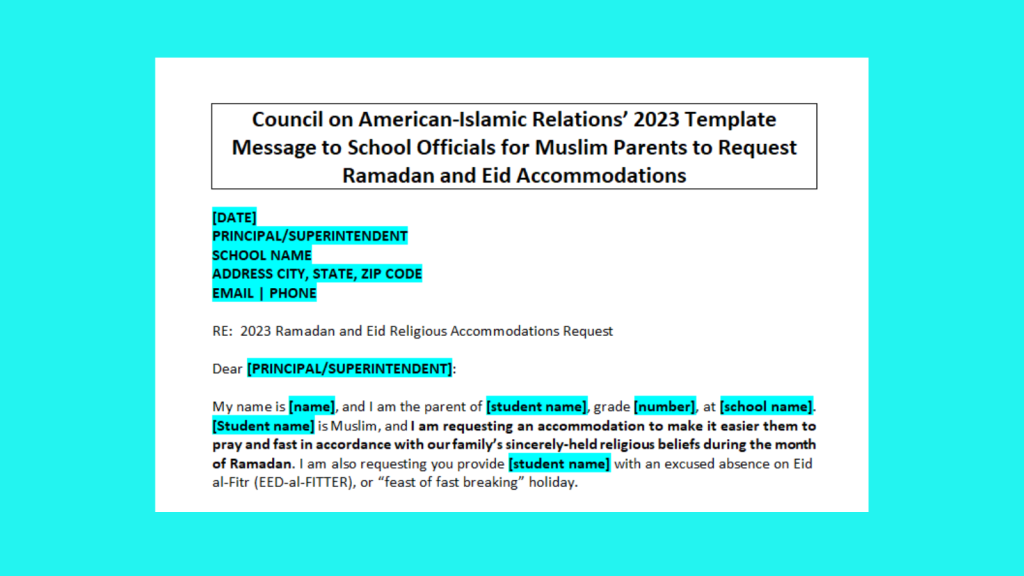CAIR Community Advisory: Template Offered for Requesting Religious ...