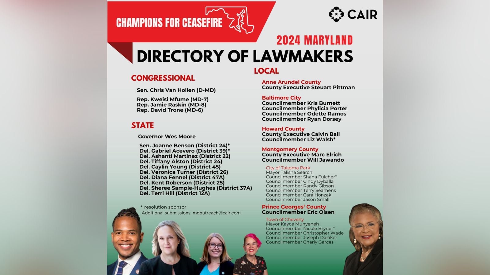 CAIR Releases Maryland Directory of Elected Officials Supporting Gaza ...