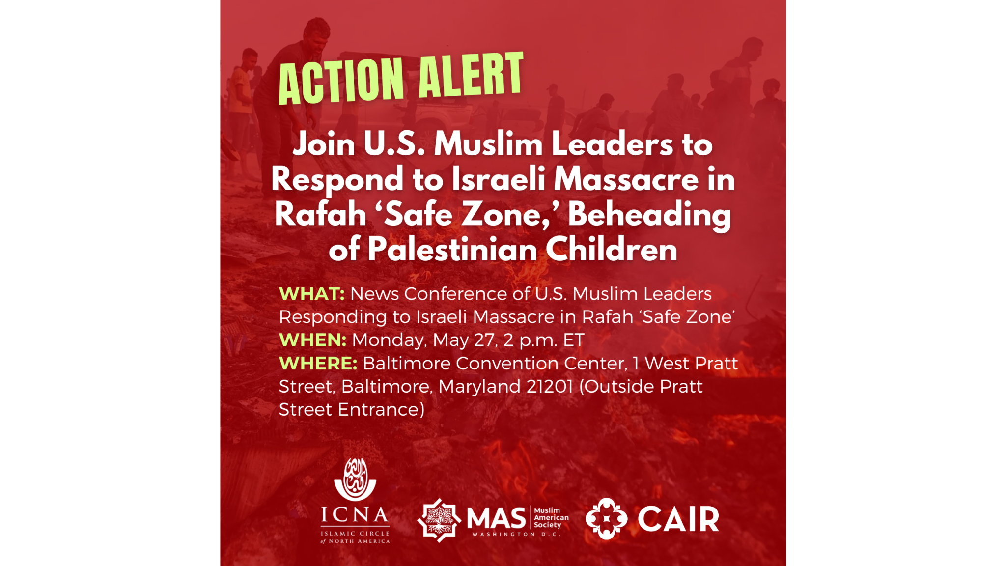 Baltimore: National Muslim Leaders to Respond to Israeli Massacre in ...